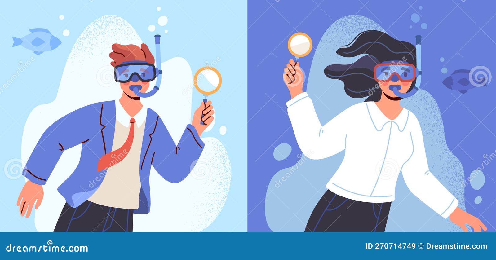 Dive Into Deep Business Analysis Cartoon Vector | CartoonDealer.com ...