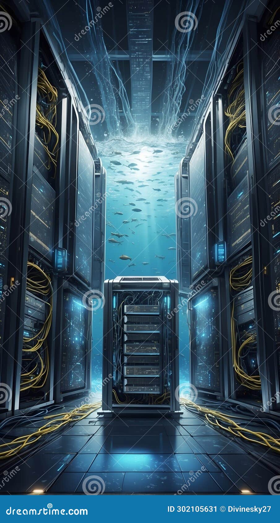 Seabound Innovation: Nature-Powered Data Hub. AI Generate Stock Image ...