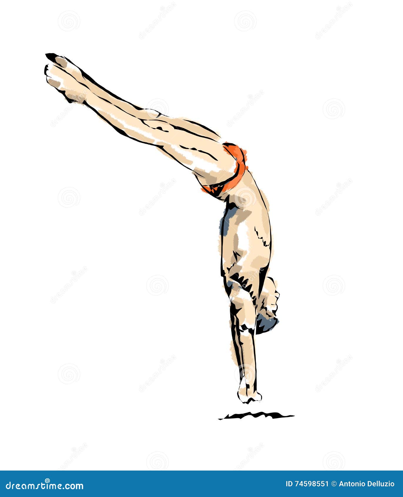 Dive Illustration during a Competition of Springboard Diving Stock ...