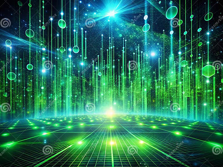Intriguing Abstract Background Featuring Glowing Green Binary Code a ...