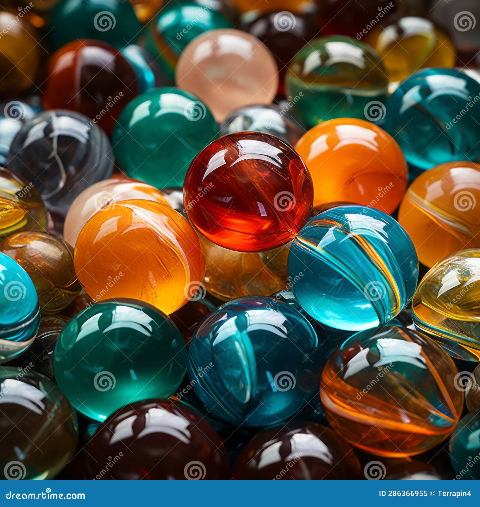 Close Up Image Group of Glass Marbles, Generative Ai Stock Illustration ...