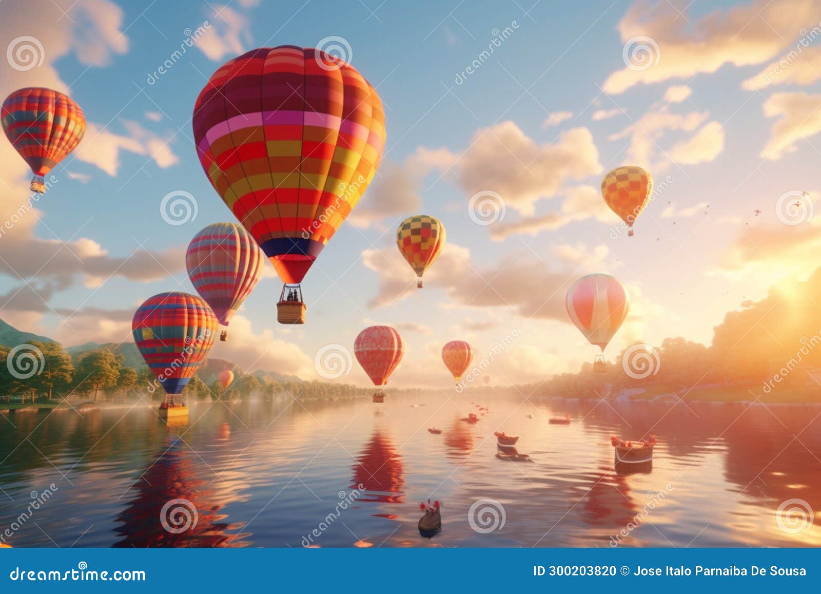 Dive into a Scene of Colorful Hot Air Balloons Stock Illustration ...