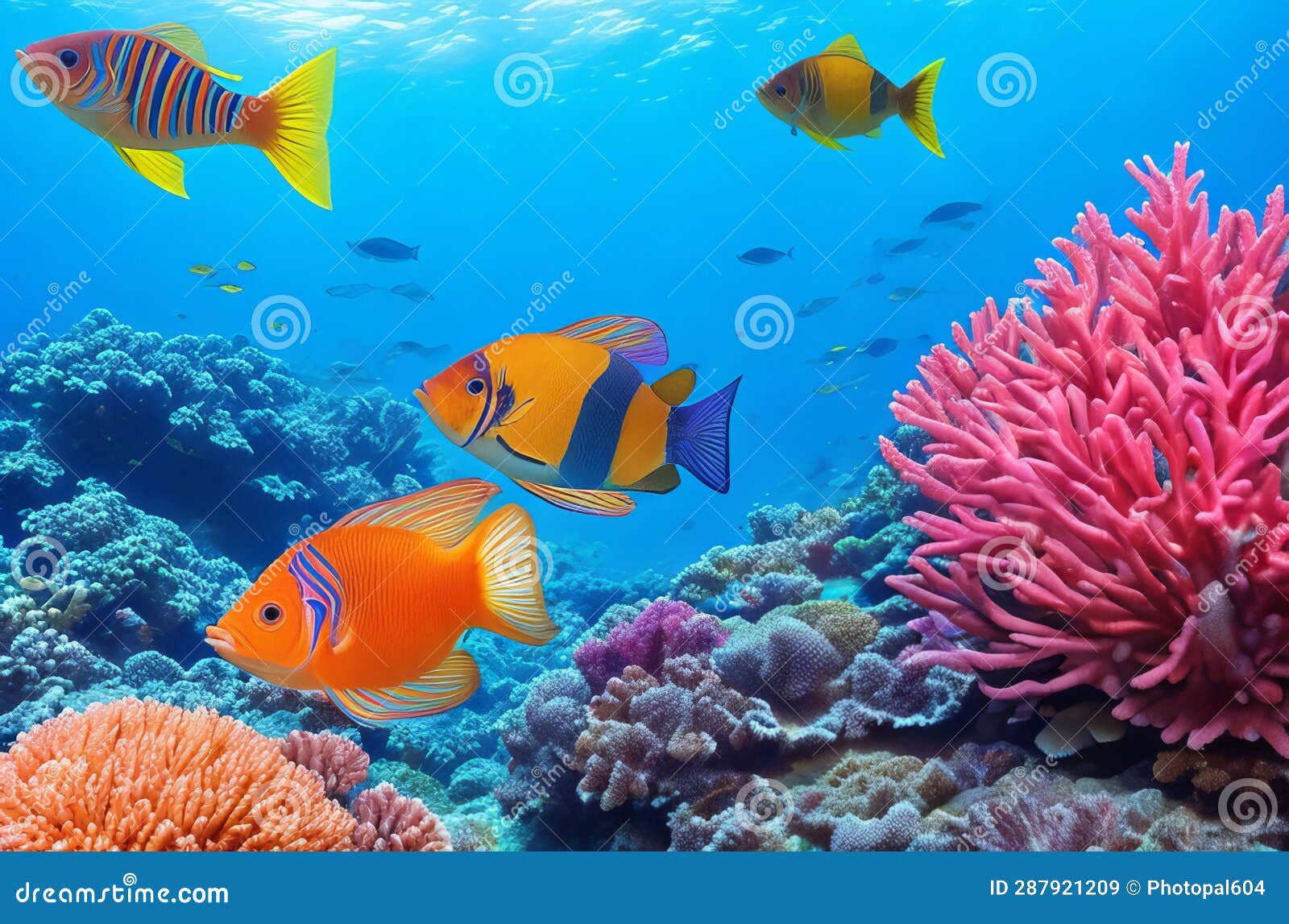 Dive into a World of Color: Fish among Vibrant Corals. Stock ...
