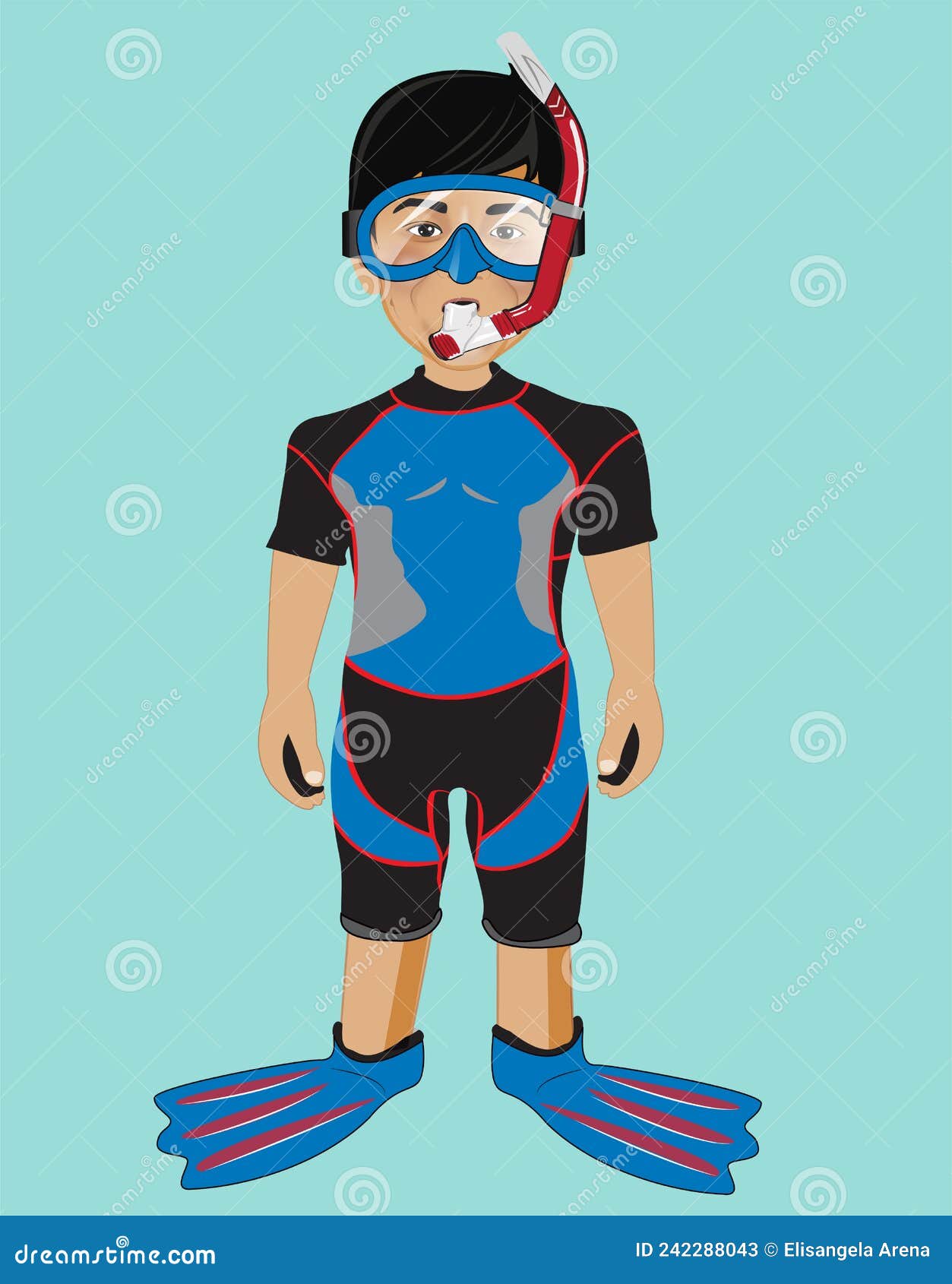Little Diver Boy with a Snorkel Stock Vector - Illustration of ...