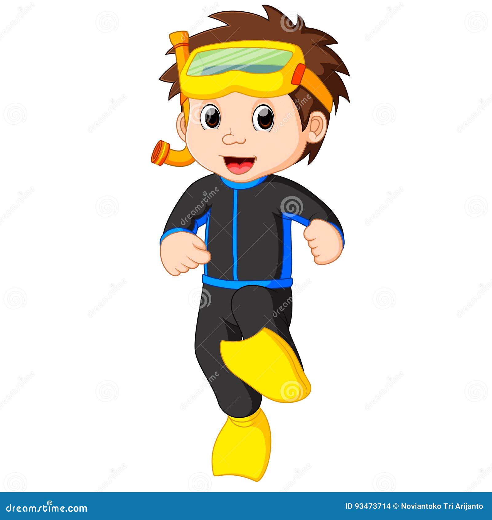 Diver Boy Cartoon Vector Illustration | CartoonDealer.com #93473714