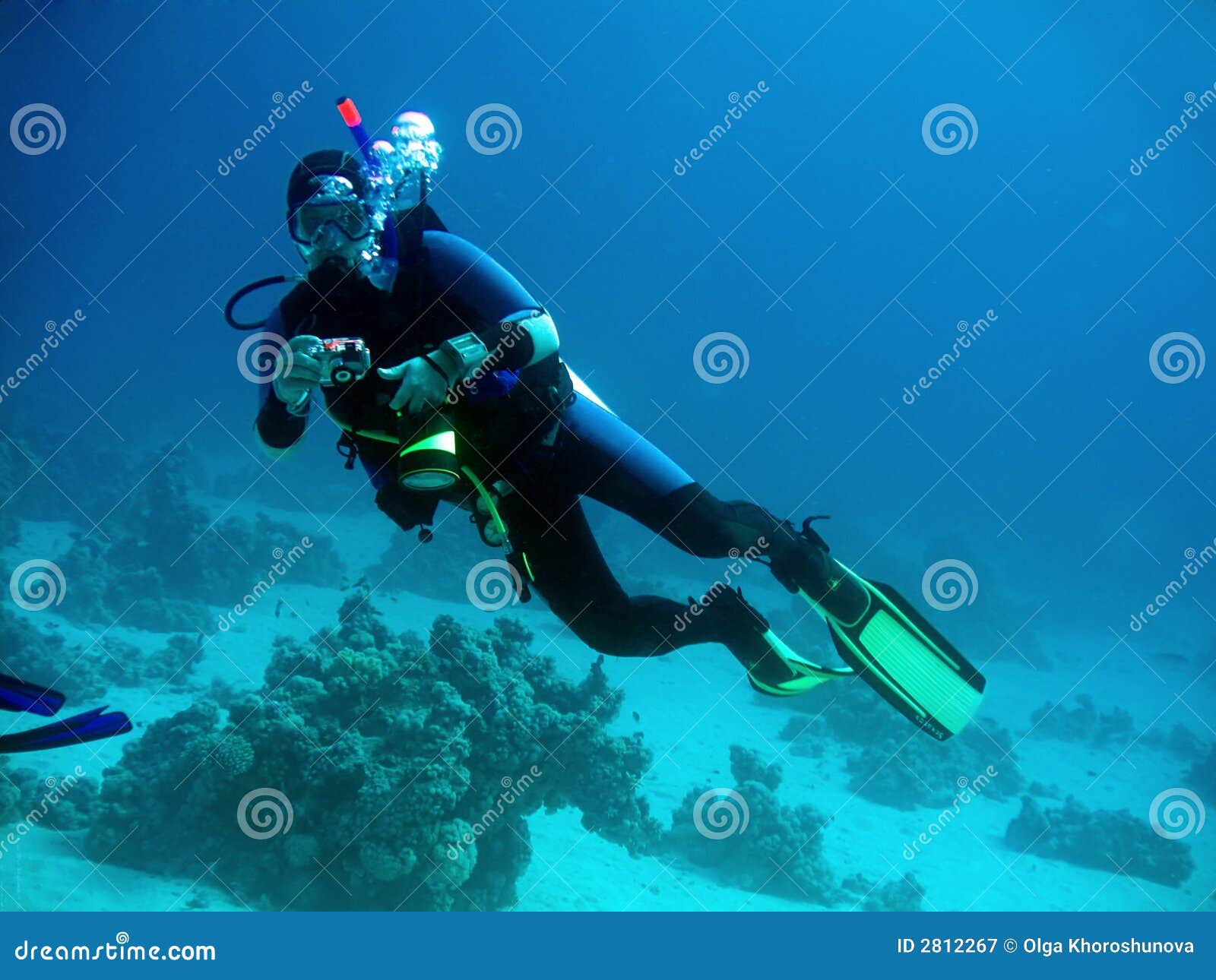 Diver with camera in deep stock image. Image of exotic - 2812267