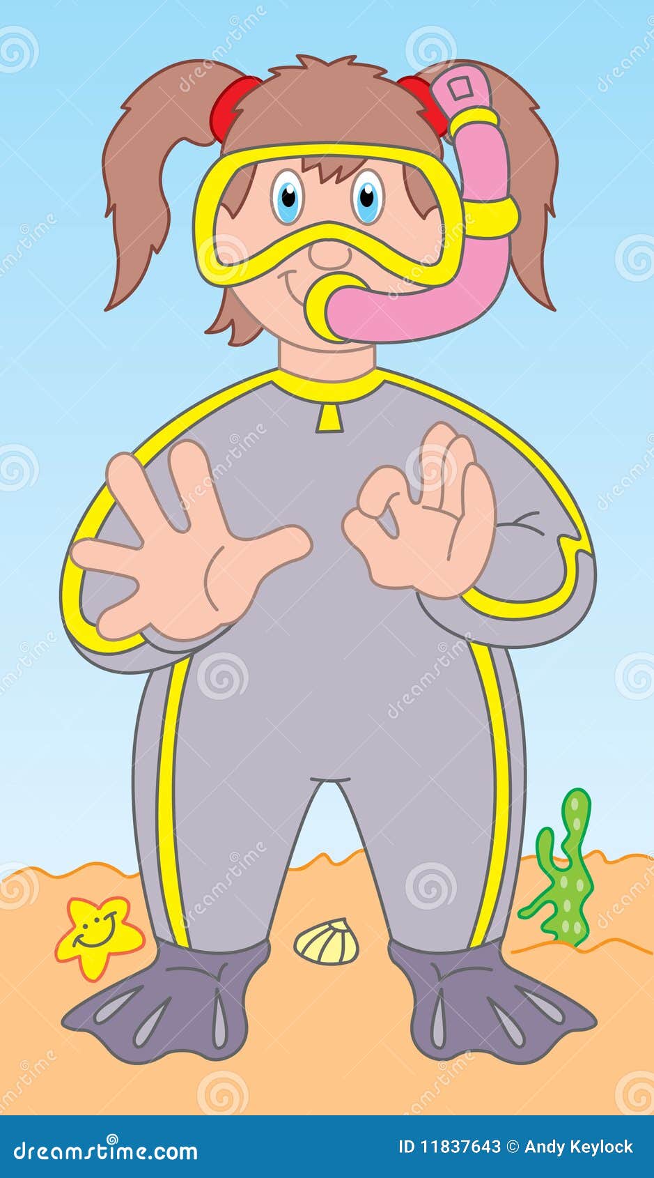 Boy Diver Cartoon Posing And Waving Vector Illustration | CartoonDealer ...