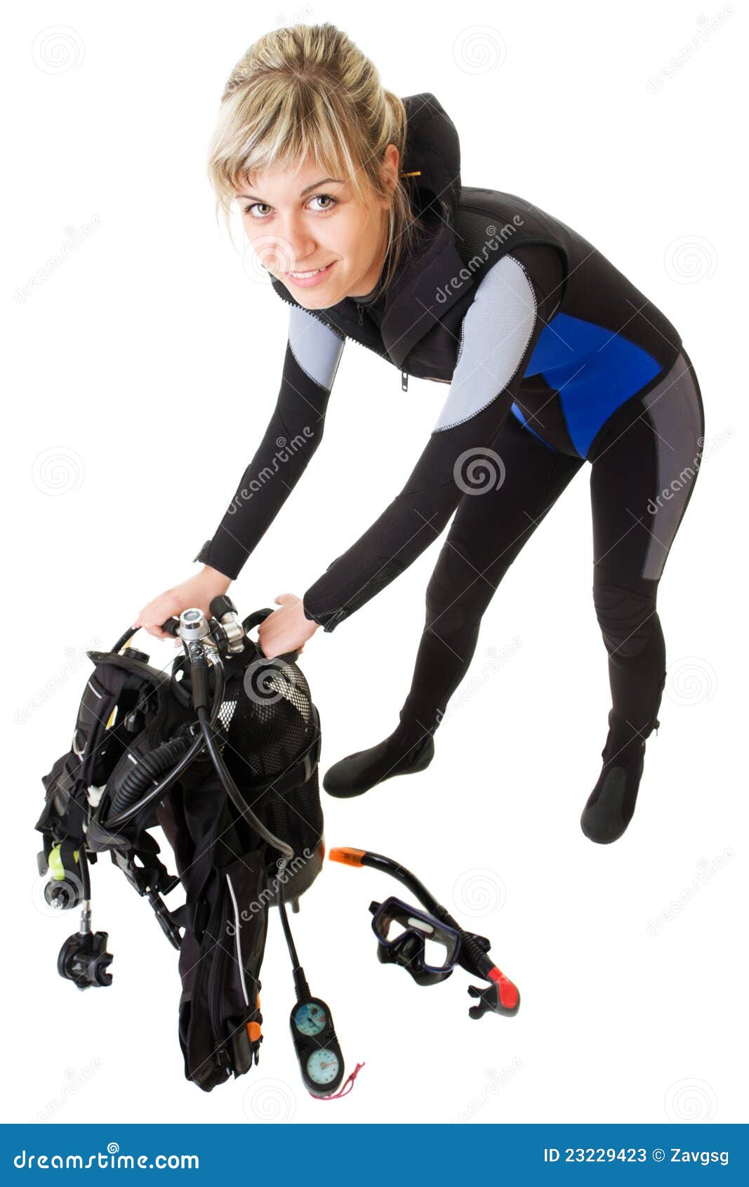Diver checking pressure stock image. Image of check, full - 23229423