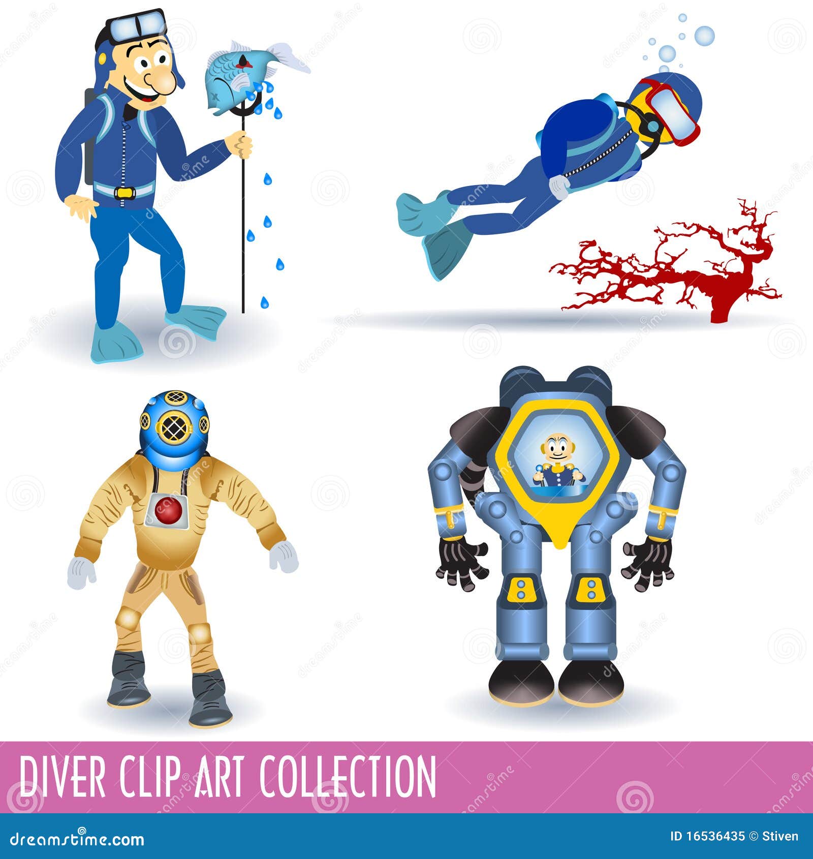 Diver clip art collection stock vector. Illustration of adventure ...