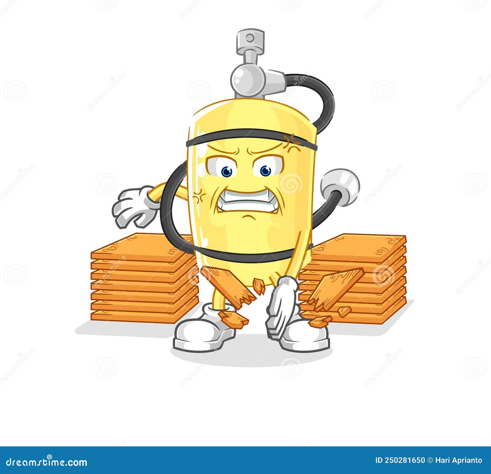 Diver Cylinder Hold Surrender Flag Mascot. Cartoon Vector ...