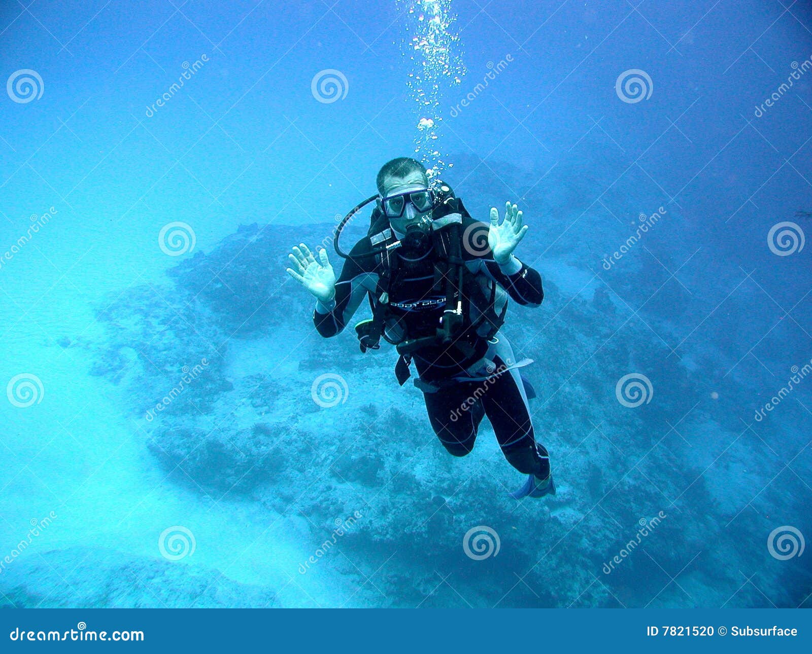 Diver in Deep Blue stock photo. Image of holiday, blue - 7821520