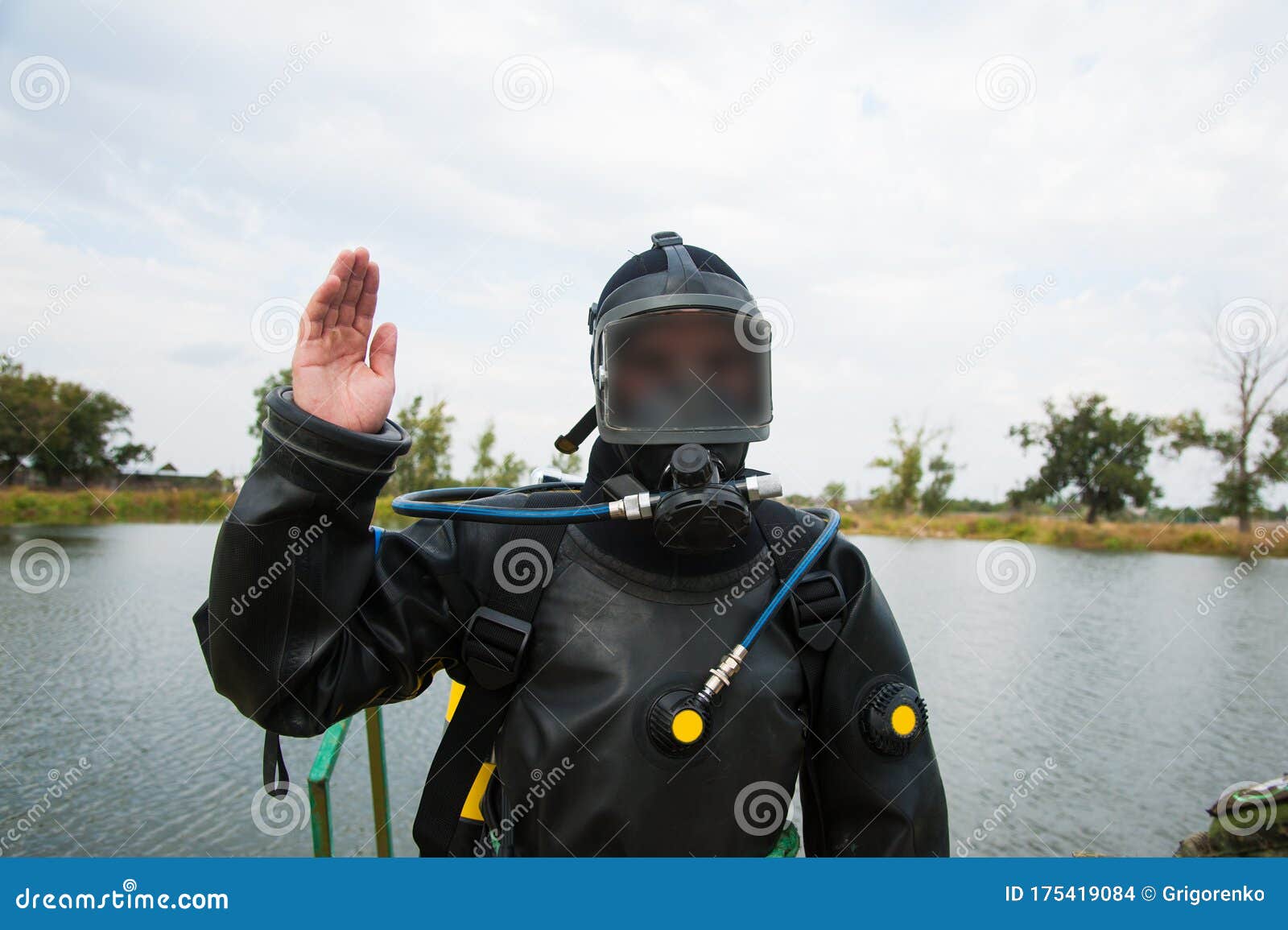 Diver in a Diving Suit and Helmet Ready To Dive Editorial Stock Image ...