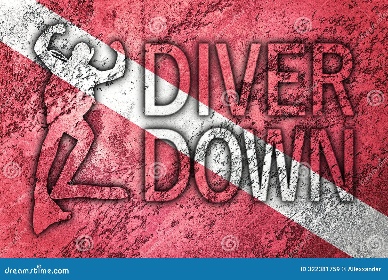 Diver Down Flag, Diver Silhouette, Vintage Style Stock Illustration ...