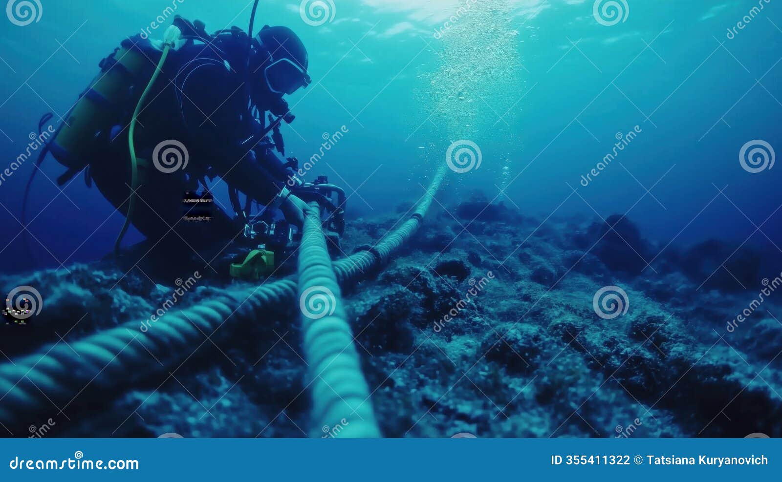 Photo Diver Exploring Wire OrcaTorch D630 V2.0 Umbilical Tech Dive