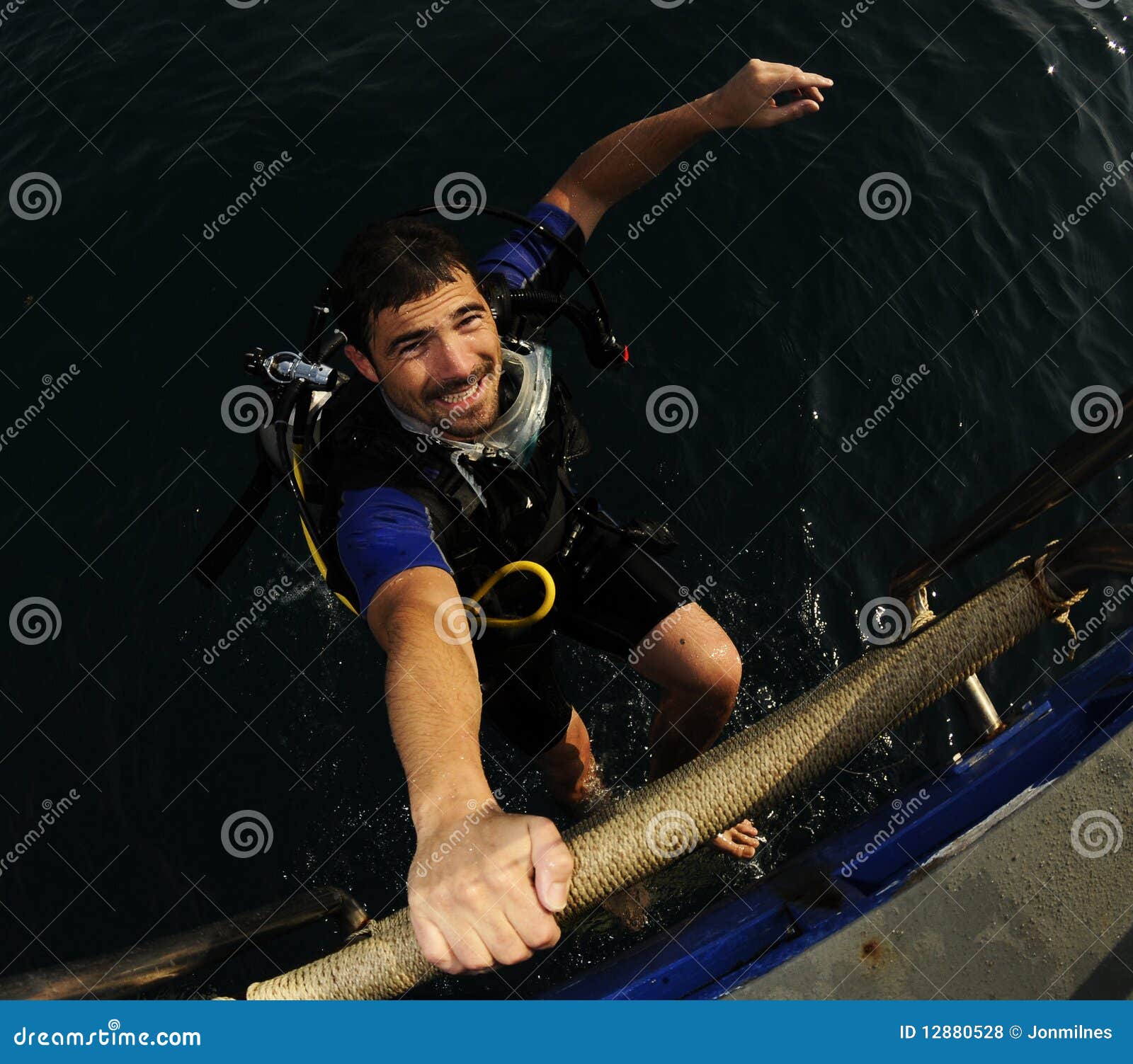 Diver happy after diving stock photo. Image of single - 12880528