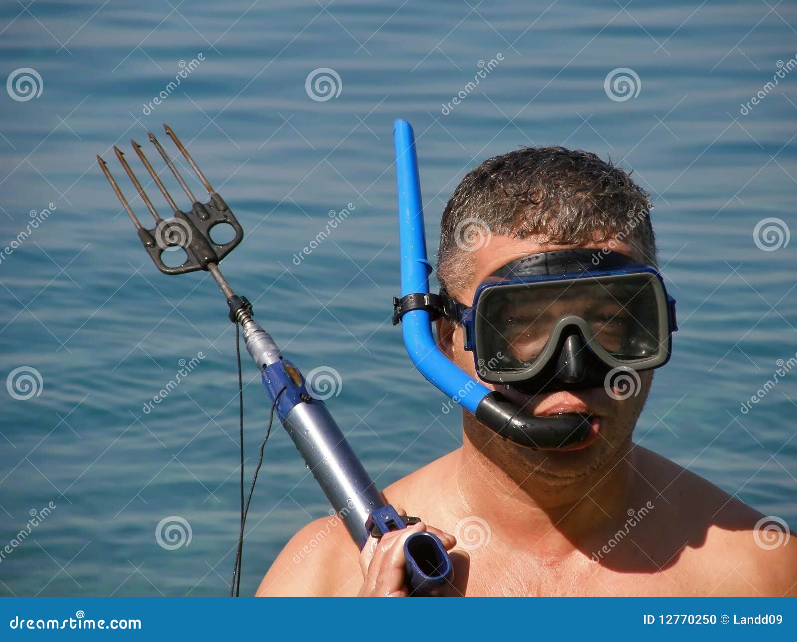 Diver with harpoon stock photo. Image of bathing, dive - 12770250