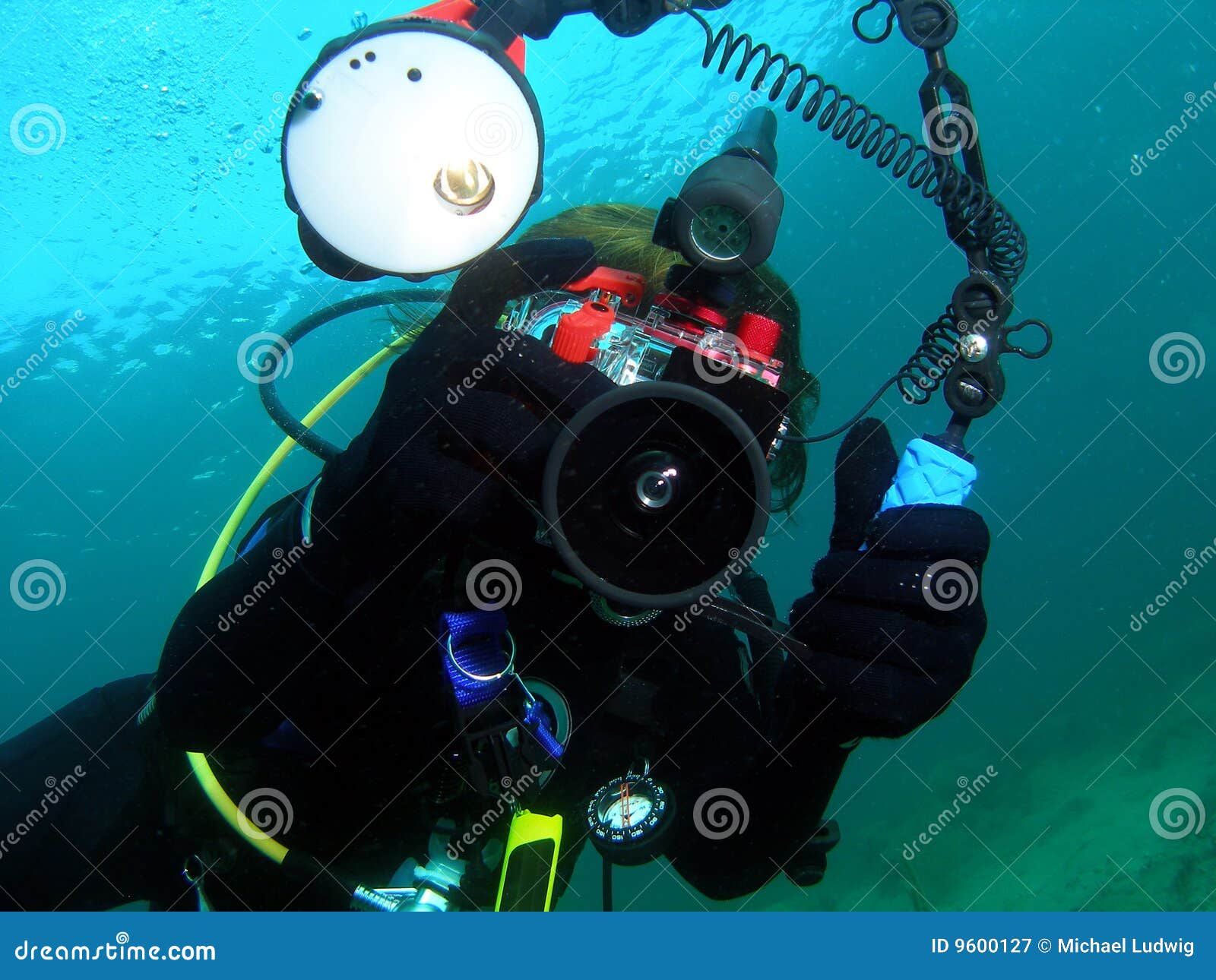 Diver and her camera stock image. Image of blue, aquatic - 9600127