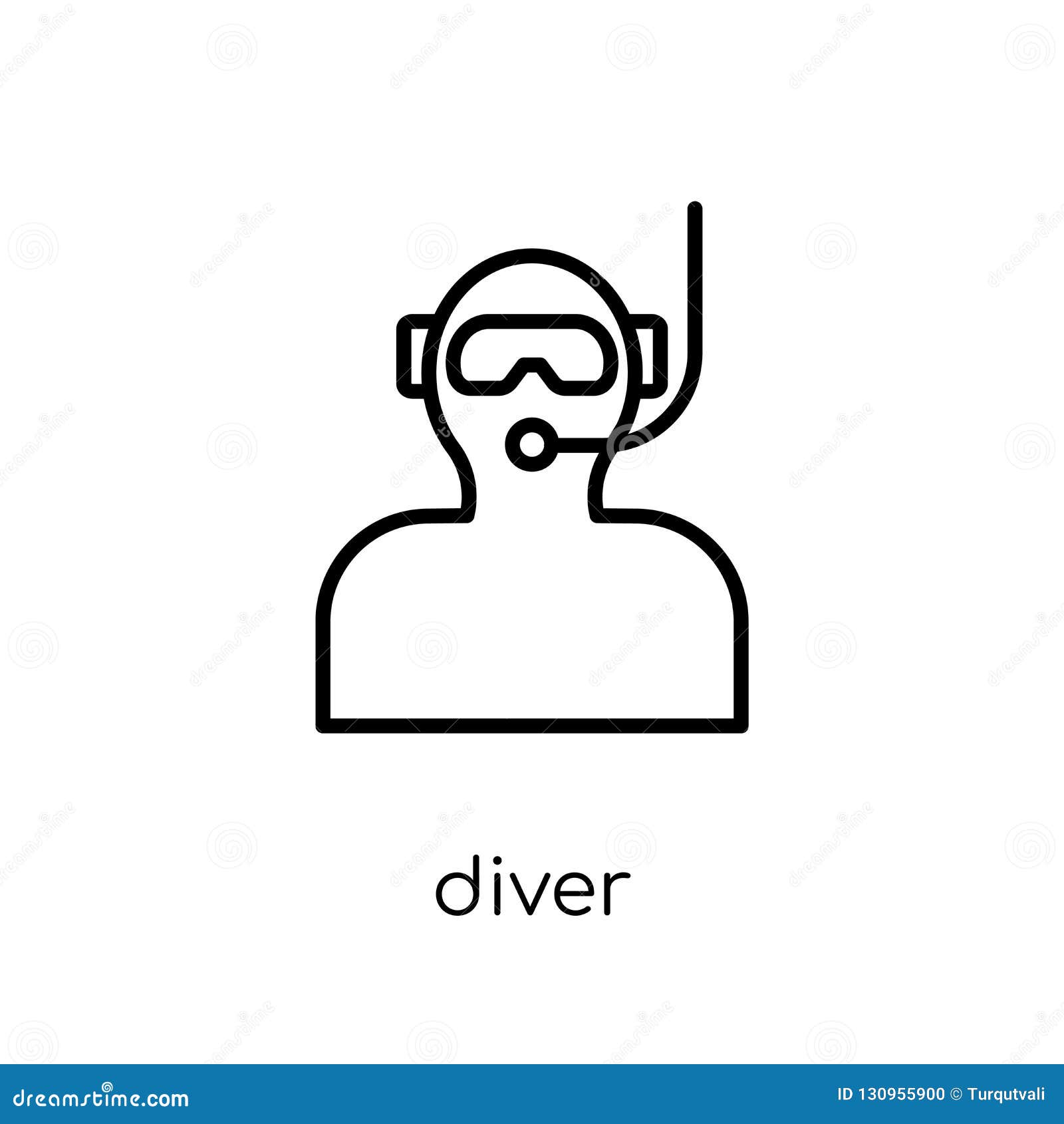 Diver Icon. Trendy Modern Flat Linear Vector Diver Icon on White Stock ...