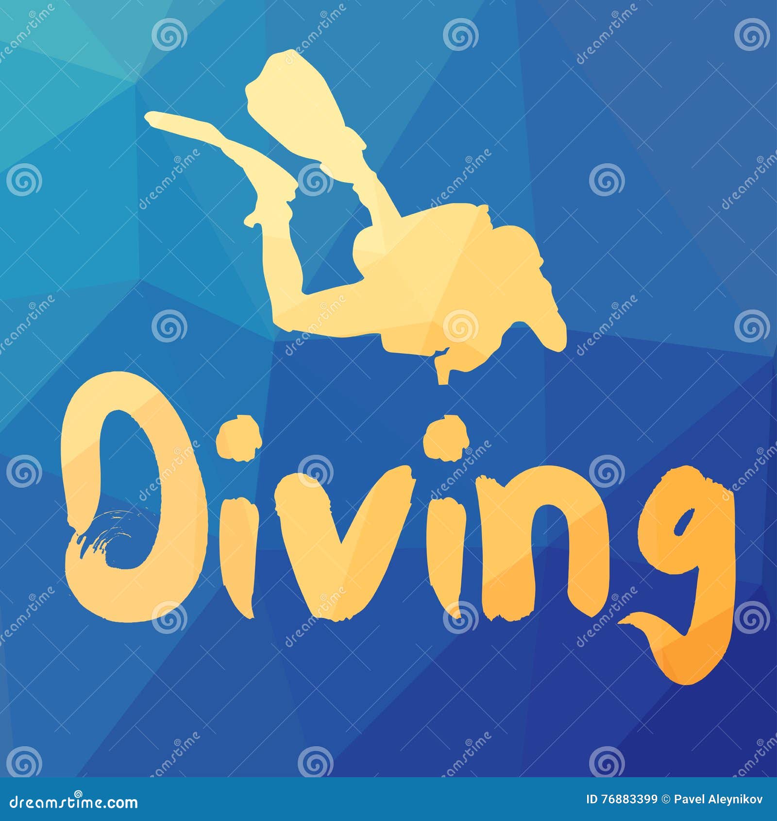 Diver Logo Polygonal Vector Design and Lettering Stock Vector ...