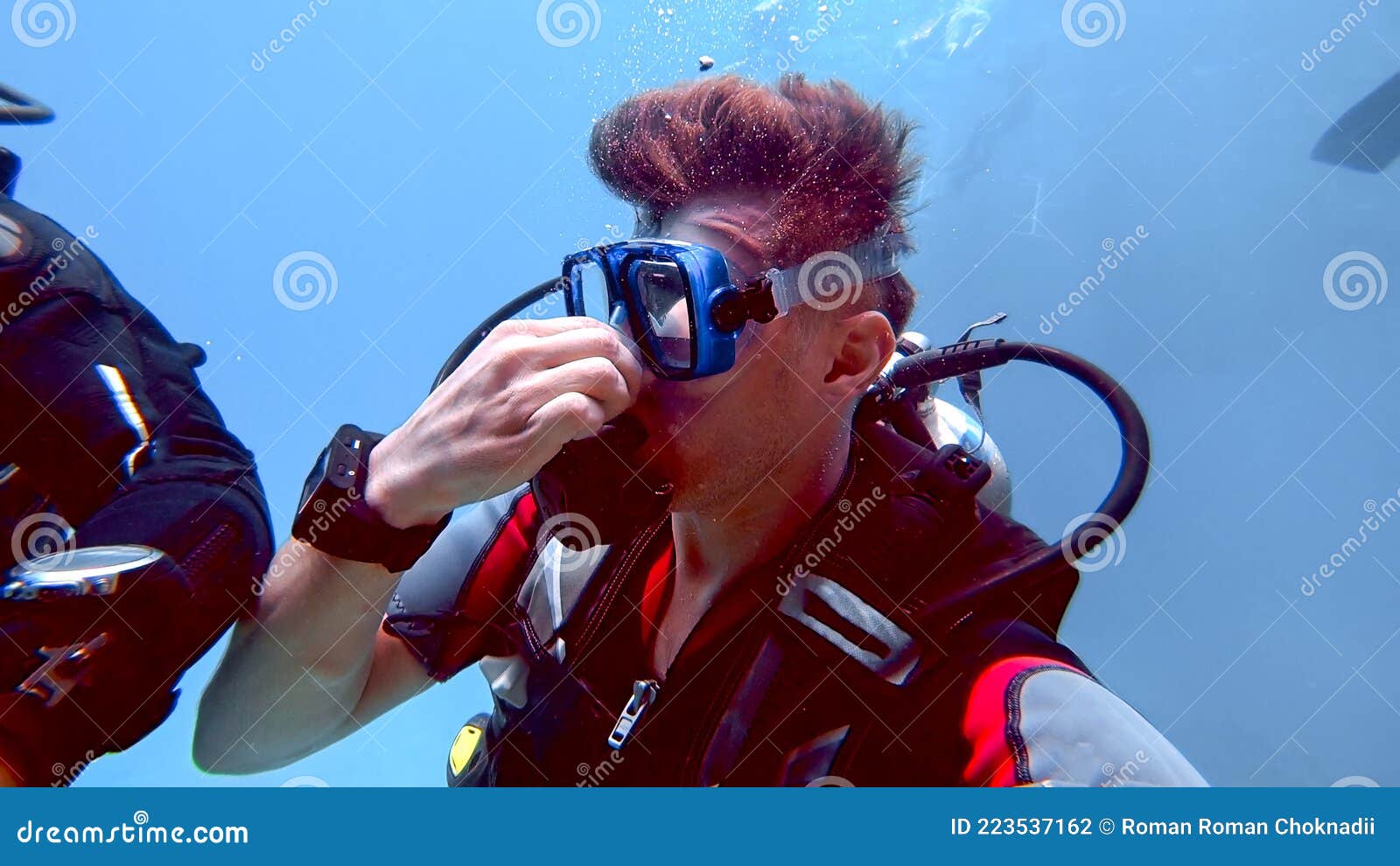 Diver Looks at the Camera and Gives a Thumbs Up Stock Photo - Image of ...