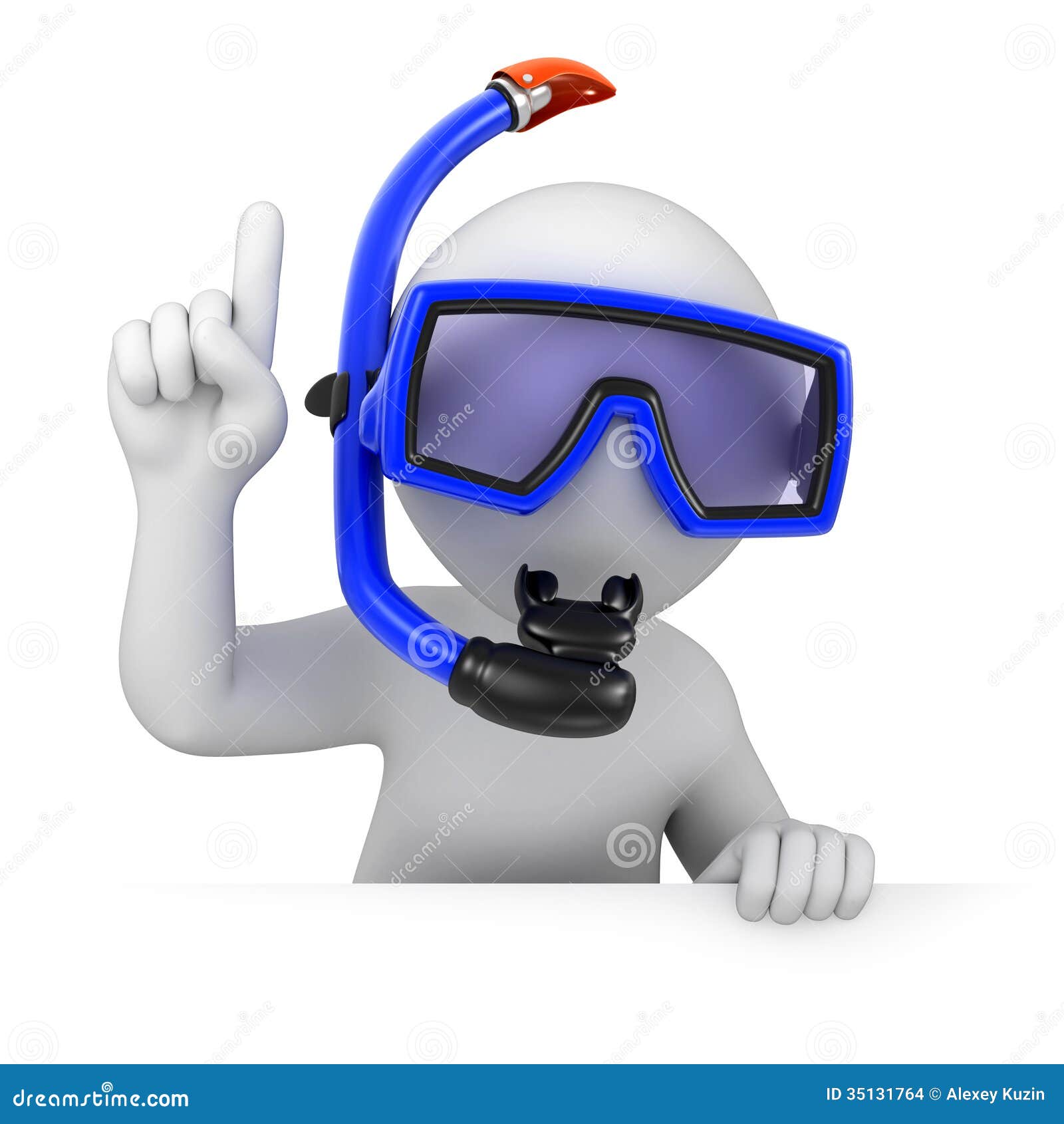 Diver points finger up stock illustration. Illustration of character ...