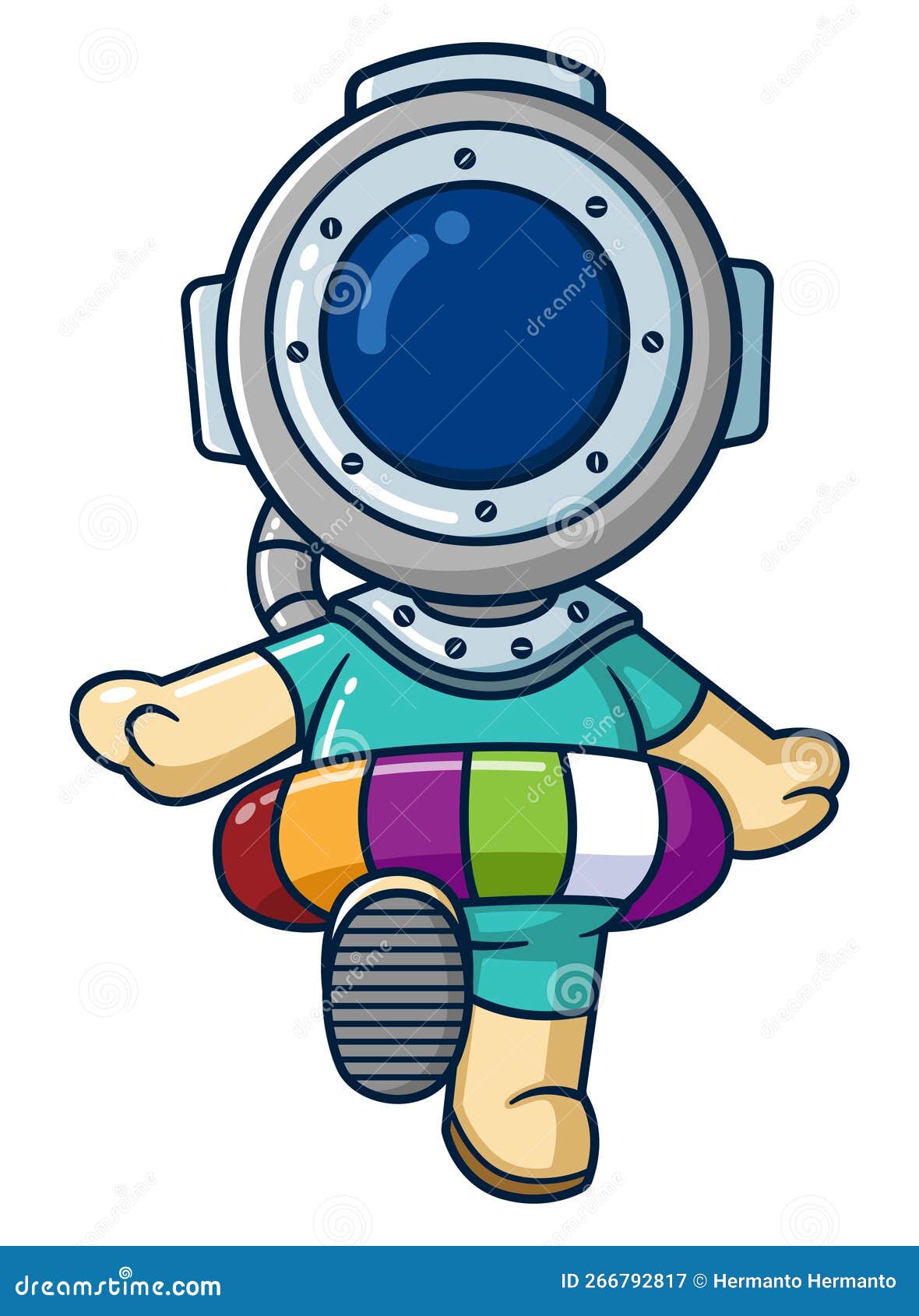 The Diver with Ring Ball in Action Stock Vector - Illustration of cute ...
