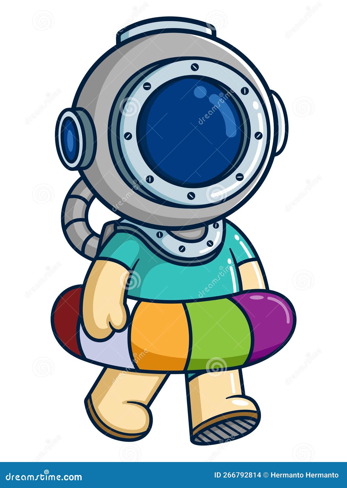 The Diver with Ring Ball Ready To Swim Stock Vector - Illustration of ...