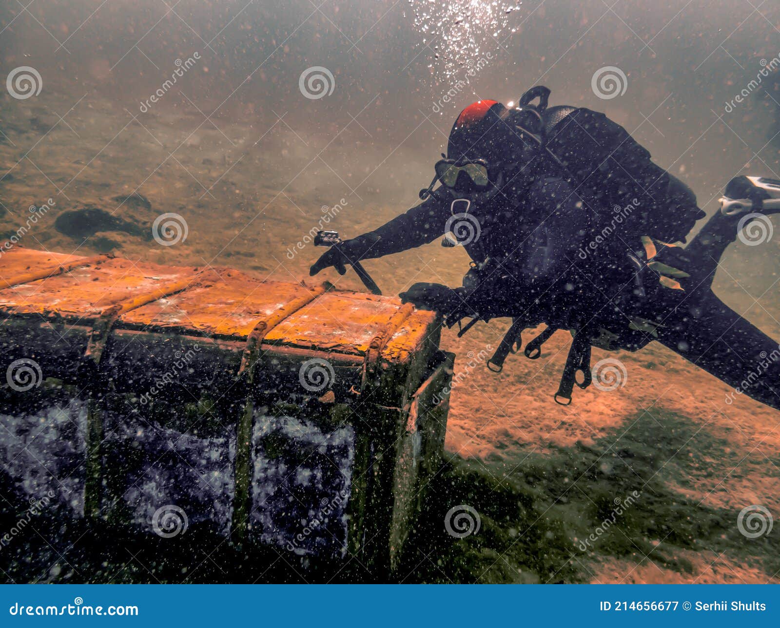 Diver rises to the surface stock image. Image of holiday - 214656677