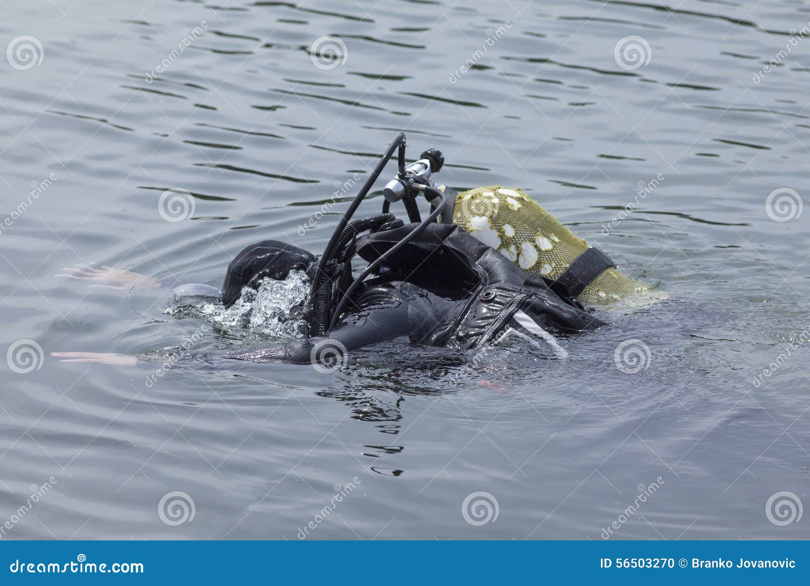 Diver on the River with Equipment Stock Photo - Image of epiphany ...