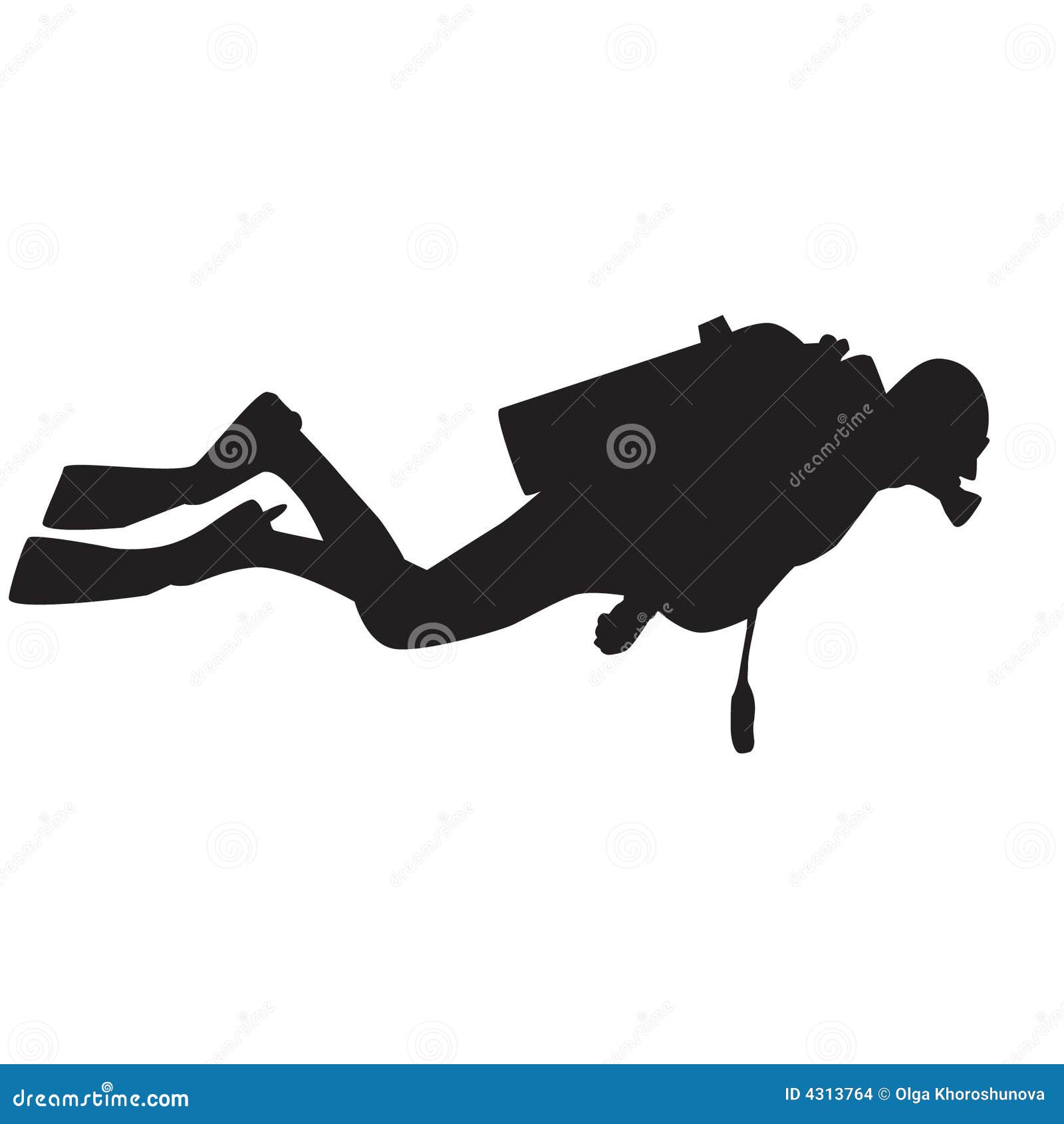 Diver silhouette. stock vector. Illustration of diving - 4313764