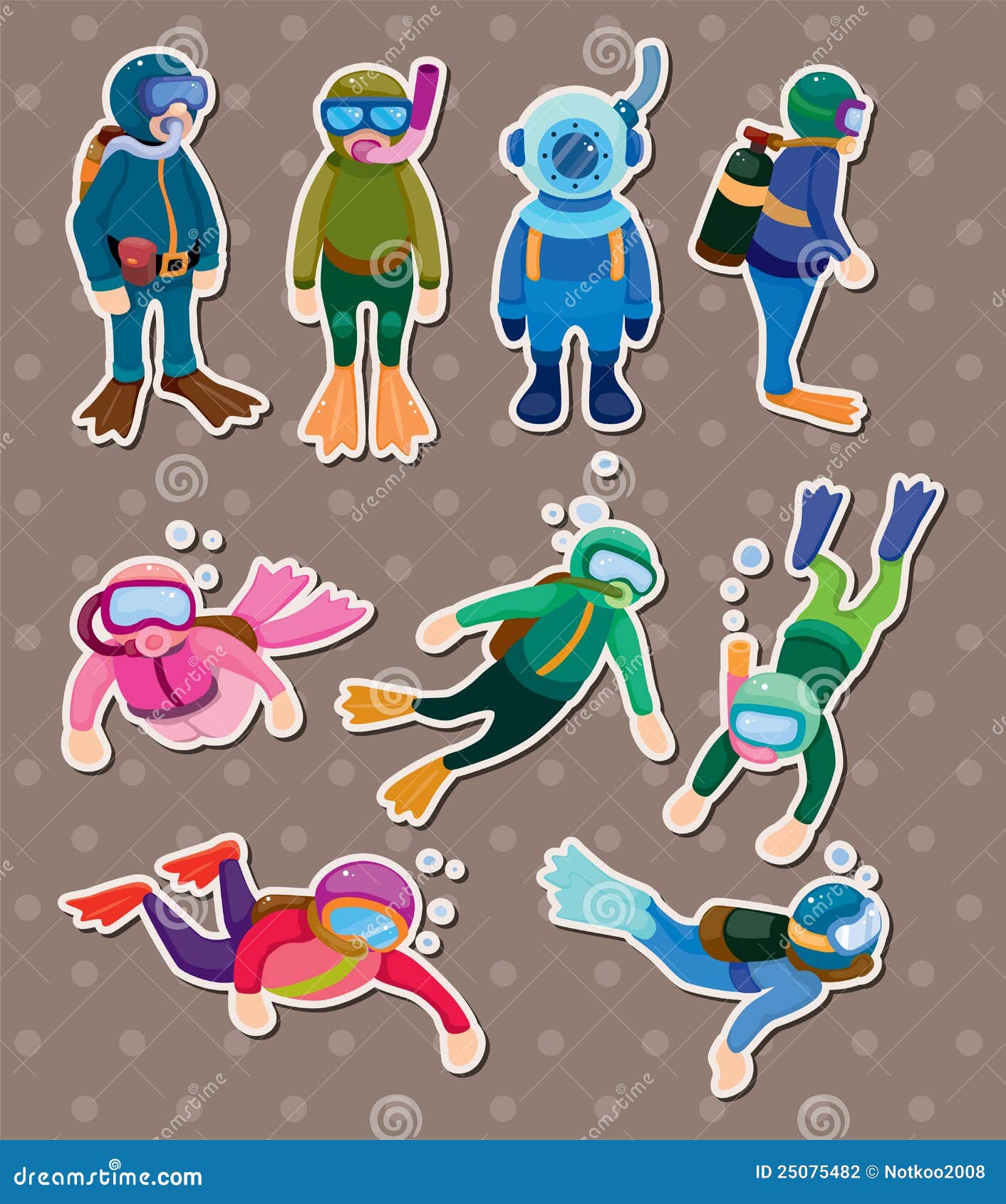 Diver stickers stock vector. Illustration of equipment - 25075482