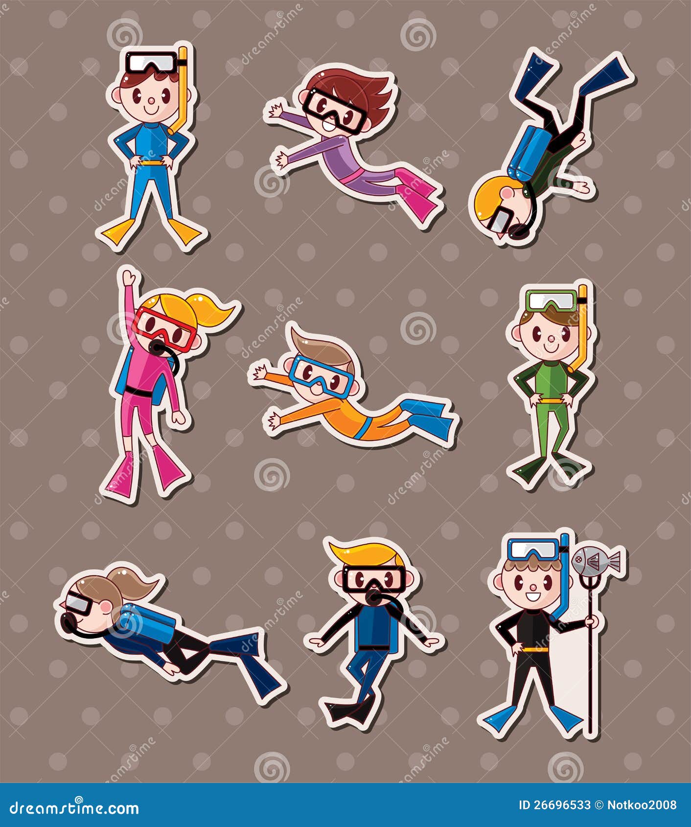Diver stickers stock vector. Illustration of activity - 26696533