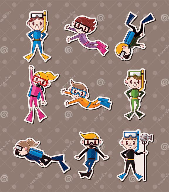 Diver stickers stock vector. Illustration of activity - 26696533
