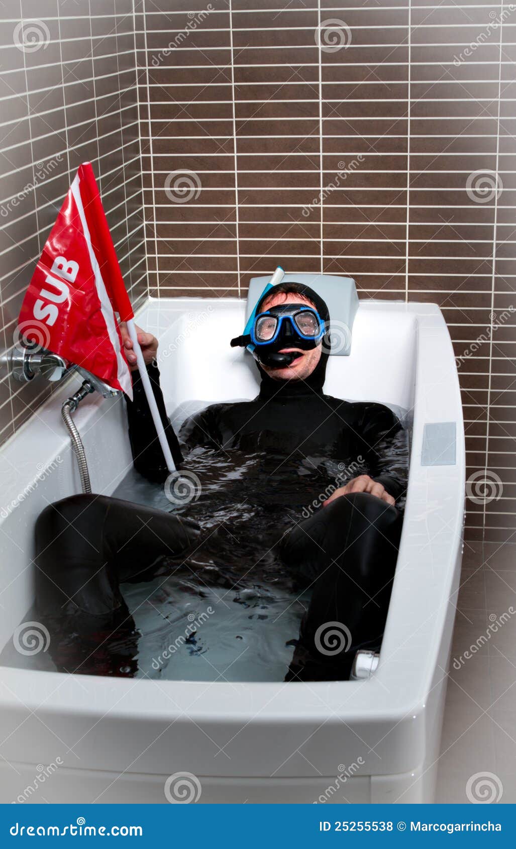 Diver with sub flag stock photo. Image of dive, mask - 25255538
