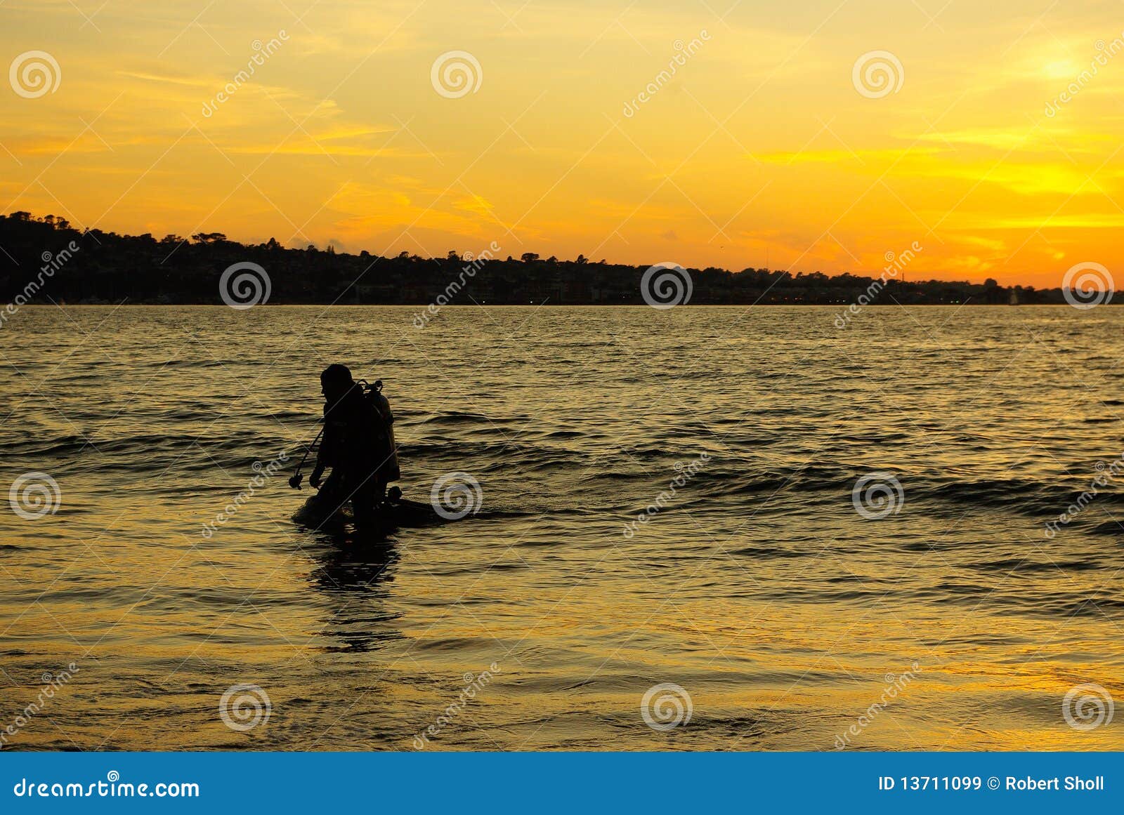 Diver And Sunset Stock Photography | CartoonDealer.com #44175758