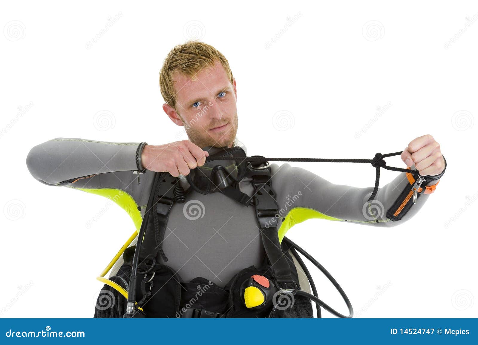 Diver Teaching How To Make a Knot Stock Image - Image of frogman ...