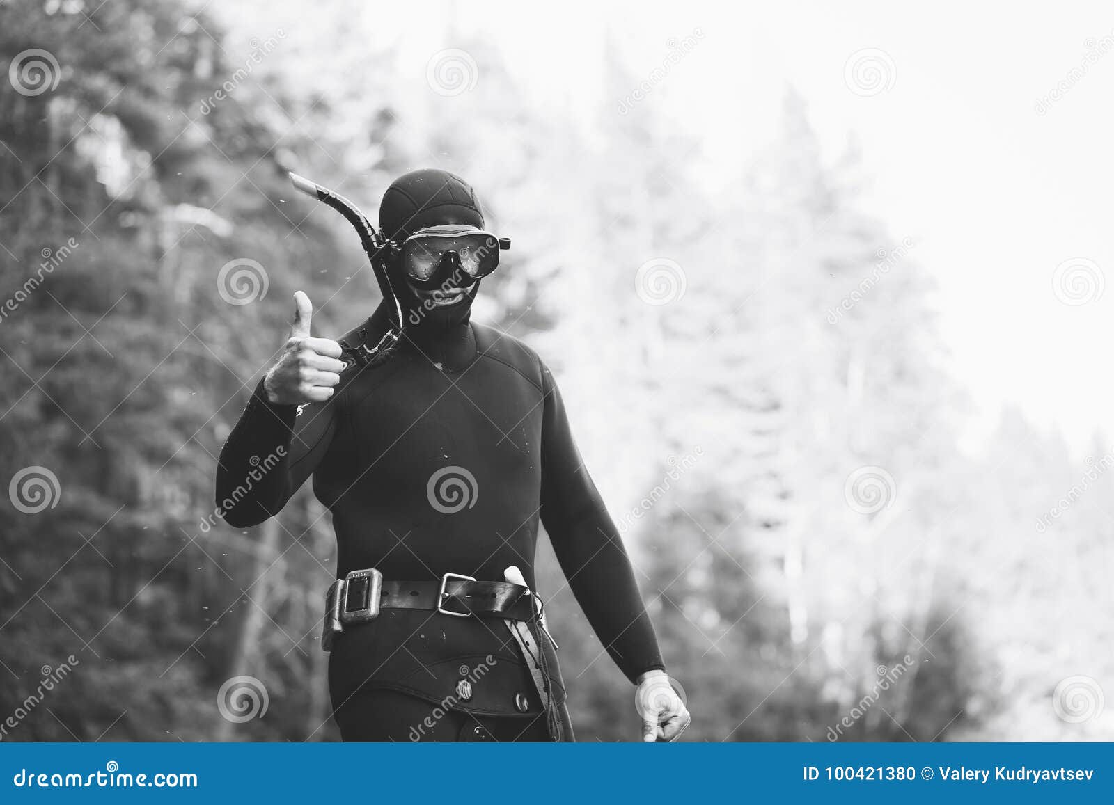 Diver with Thumbs Up Gesture Stock Photo - Image of leisure, thumbs ...