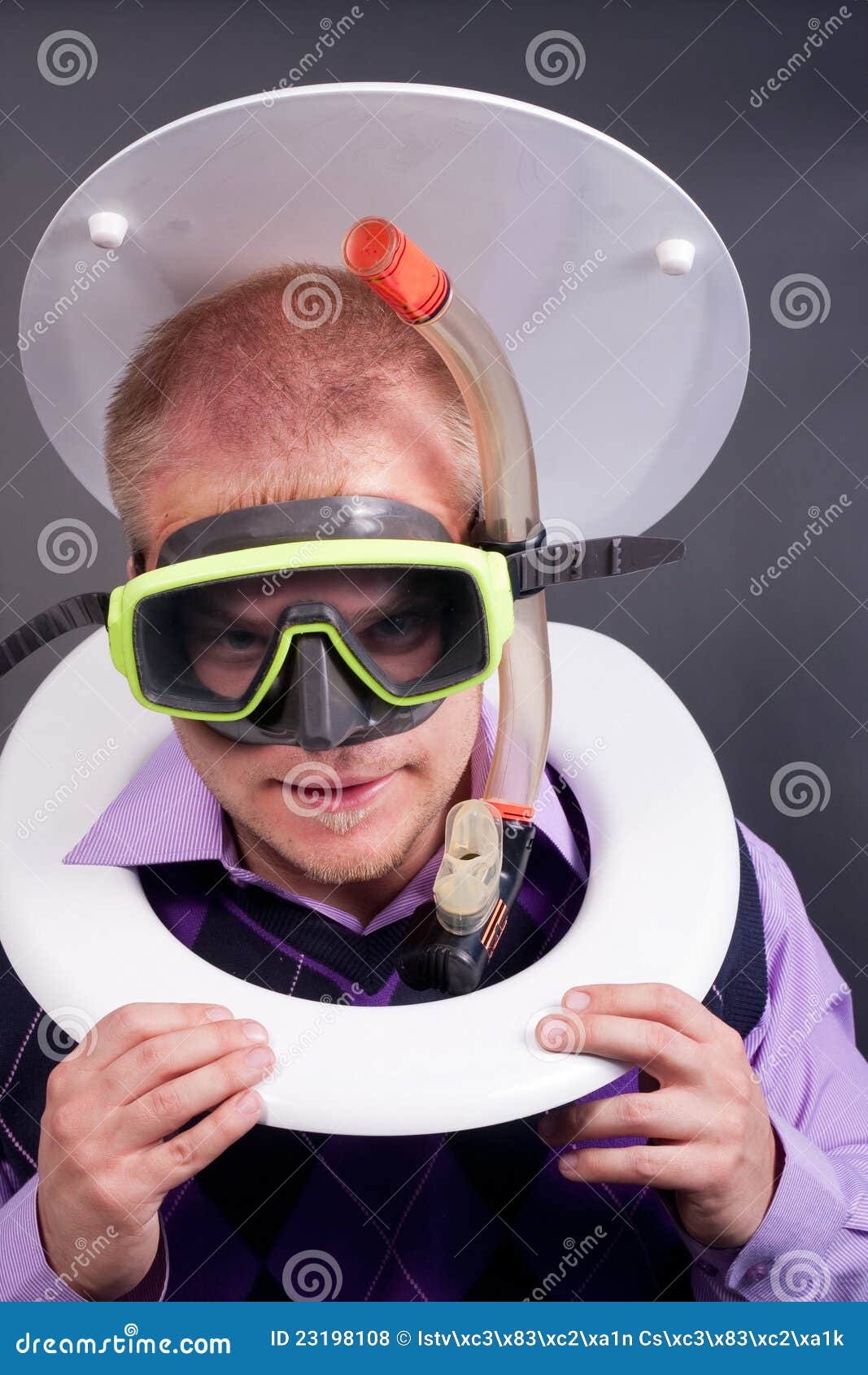 Diver in toilet stock photo. Image of handsome, manager - 23198108