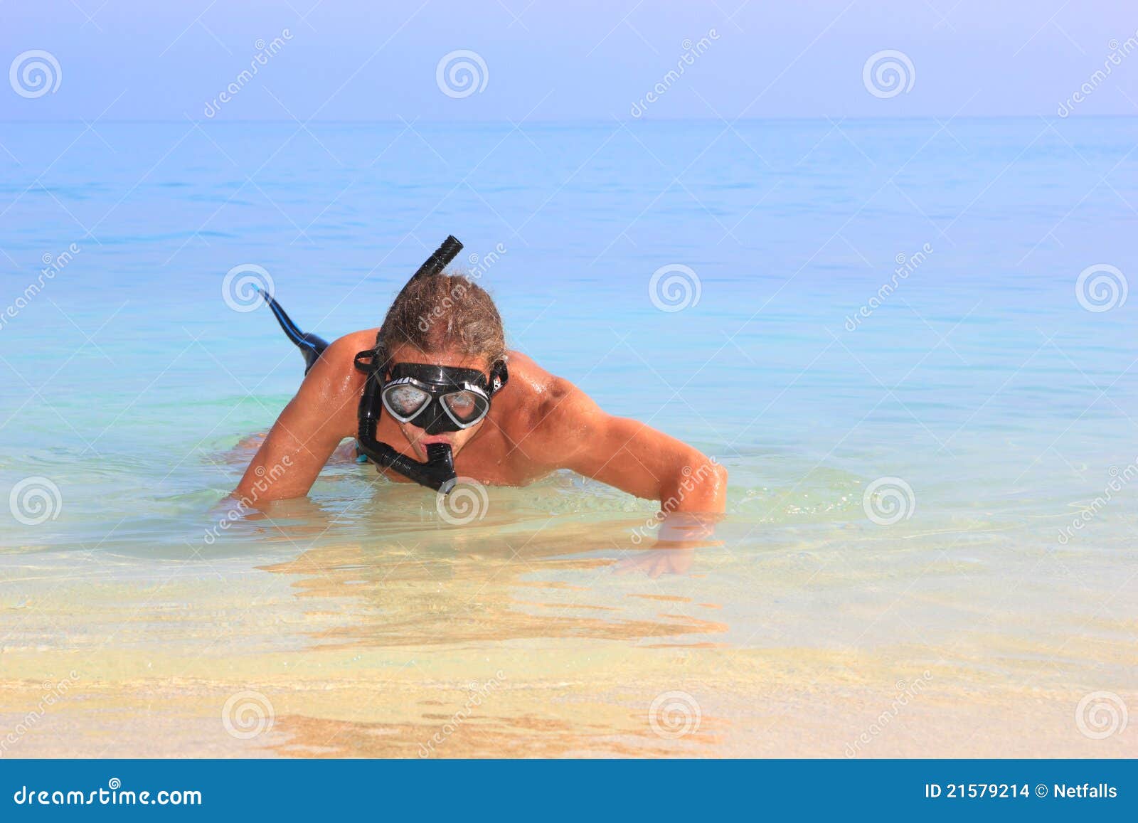 Diver with Tube and Mask for a Scuba Diving Stock Photo - Image of ...