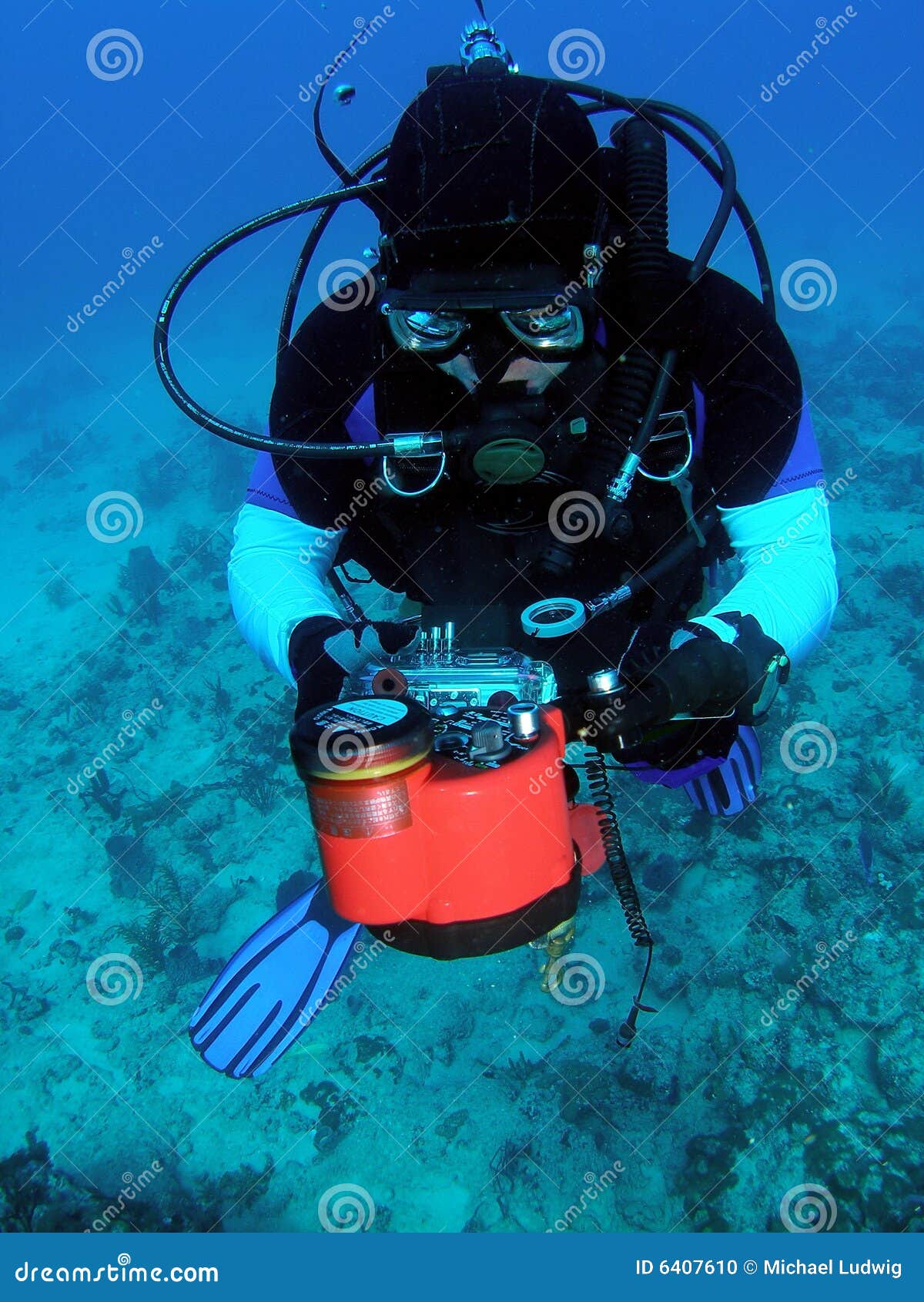 Diver with Underwater Camera Stock Photo - Image of giant, knobby: 6407610