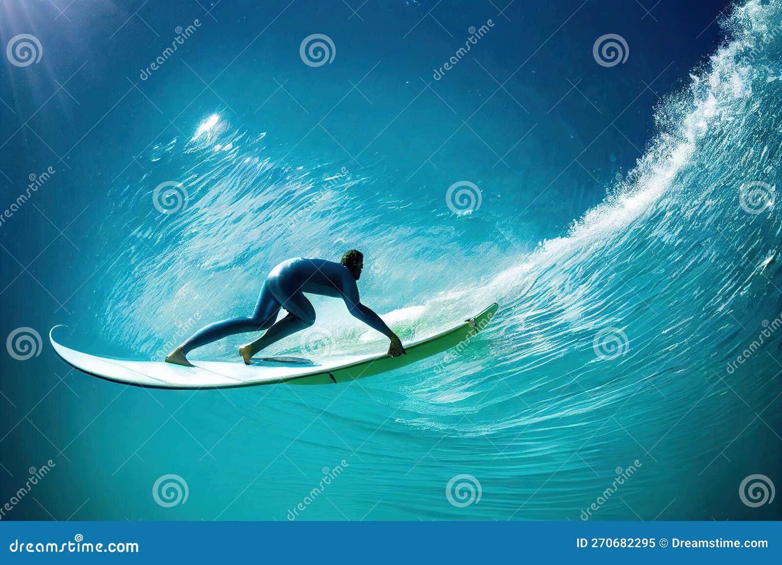 Diver Underwater View of a Human Figure Gliding through the Waves ...
