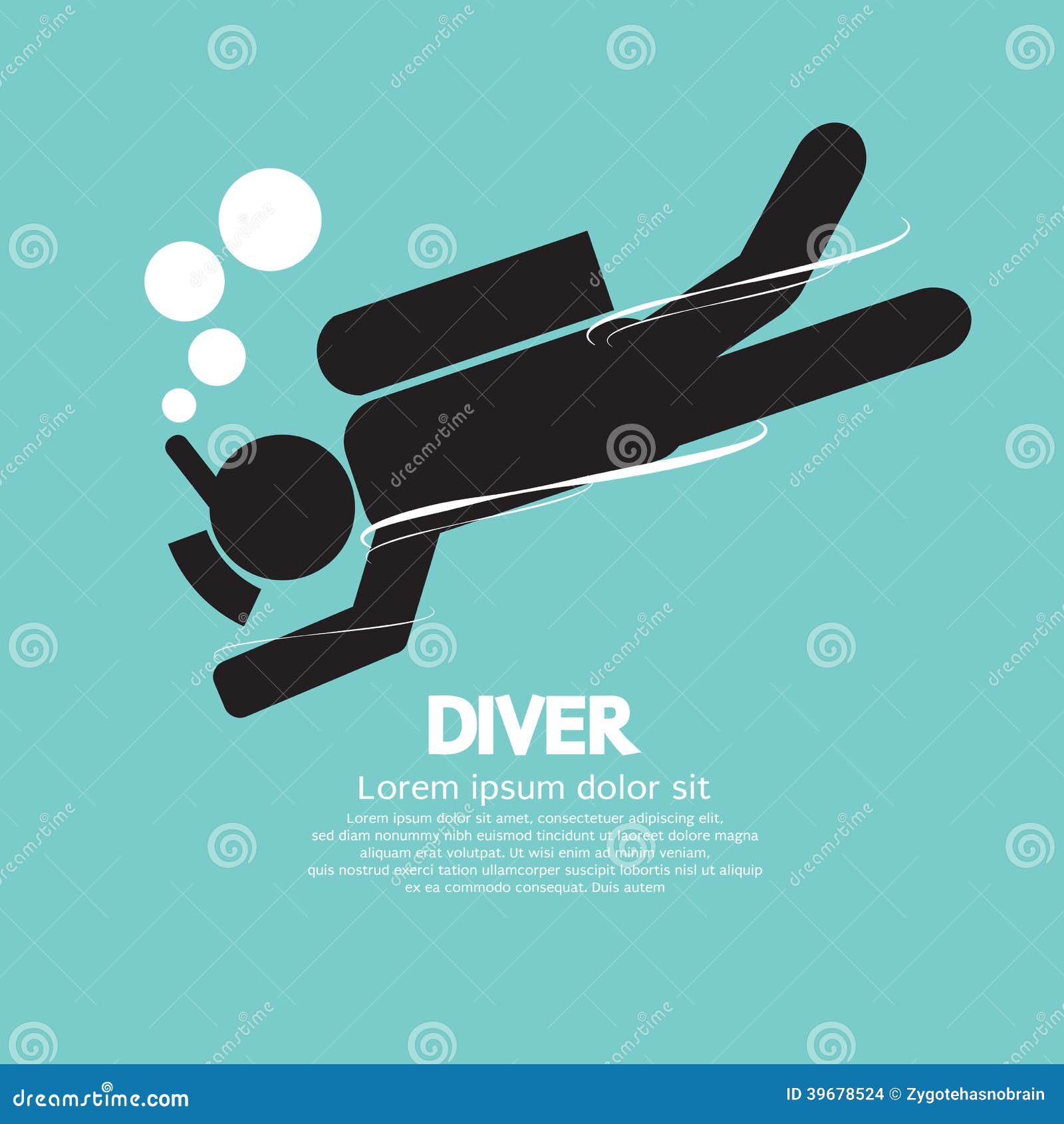 Diver Vector Illustration stock vector. Illustration of travel - 39678524