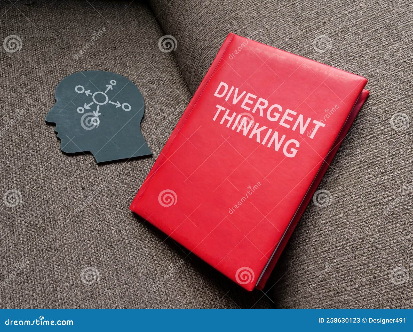 Divergent Thinking Book on the Sofa and Head. Stock Image - Image of ...
