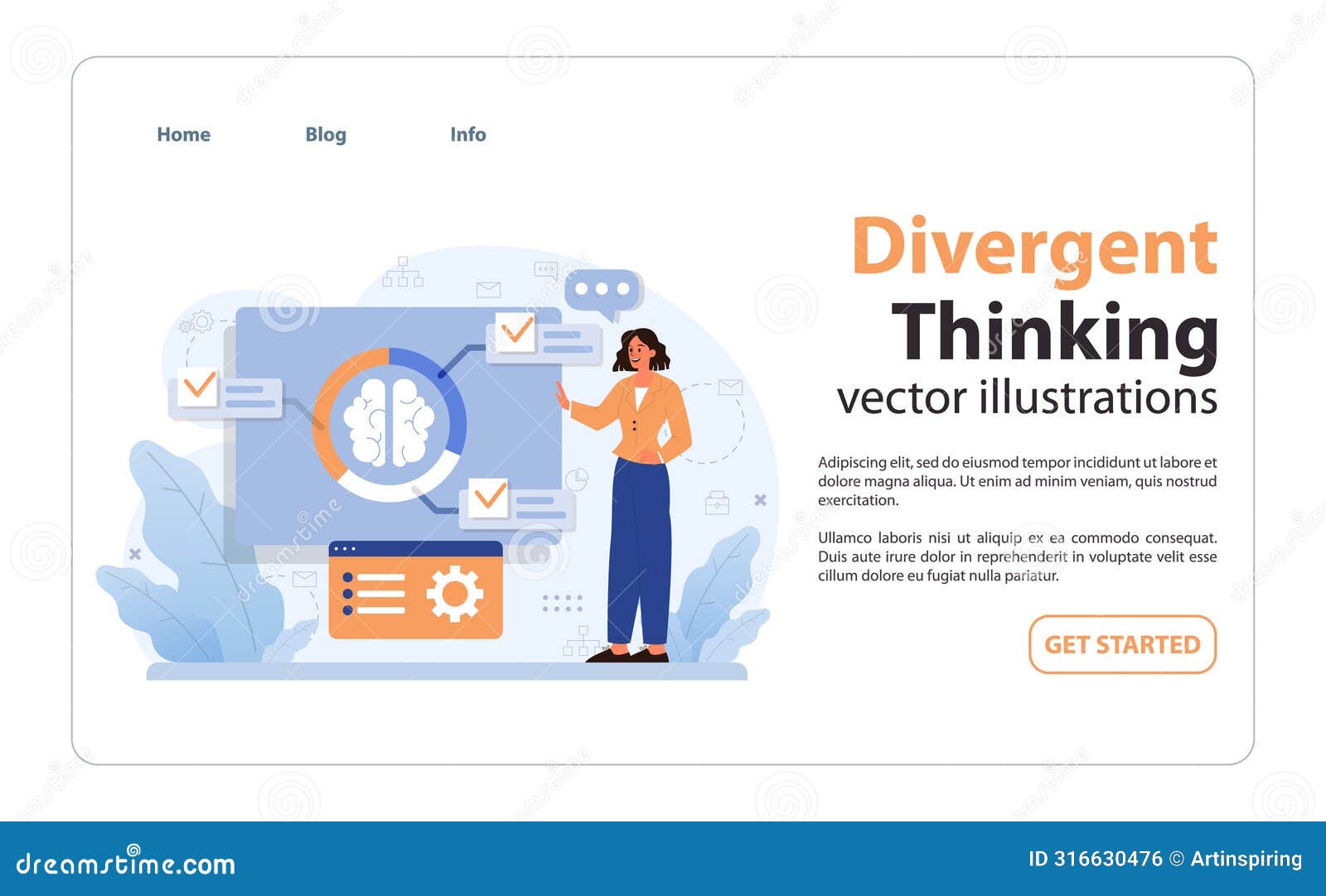 Divergent Thinking Visualization. Flat Vector Stock Vector ...