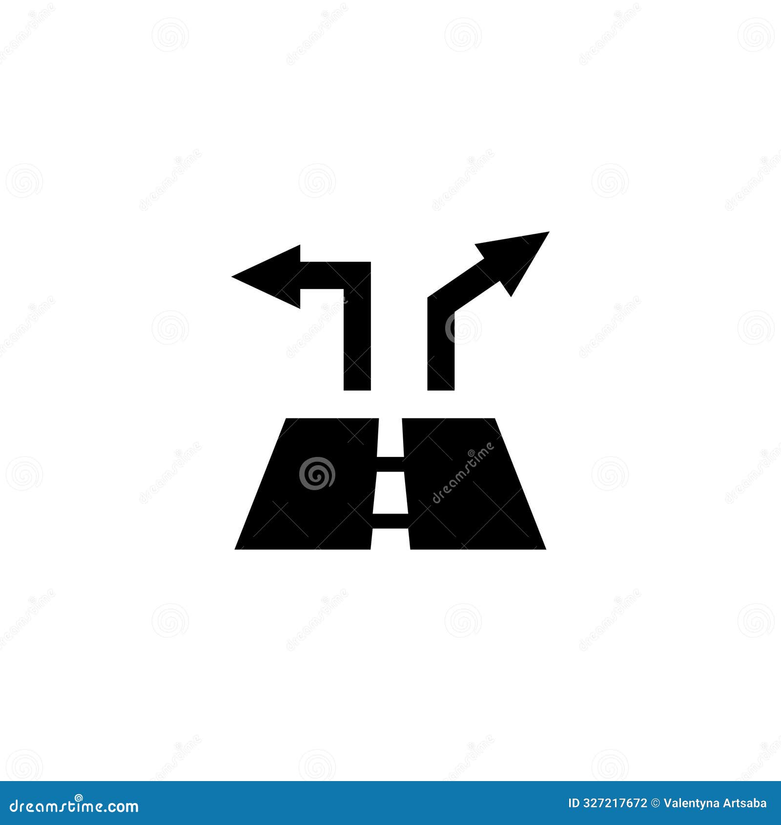 Diverging Road Icon with Two Directional Arrows Stock Illustration ...