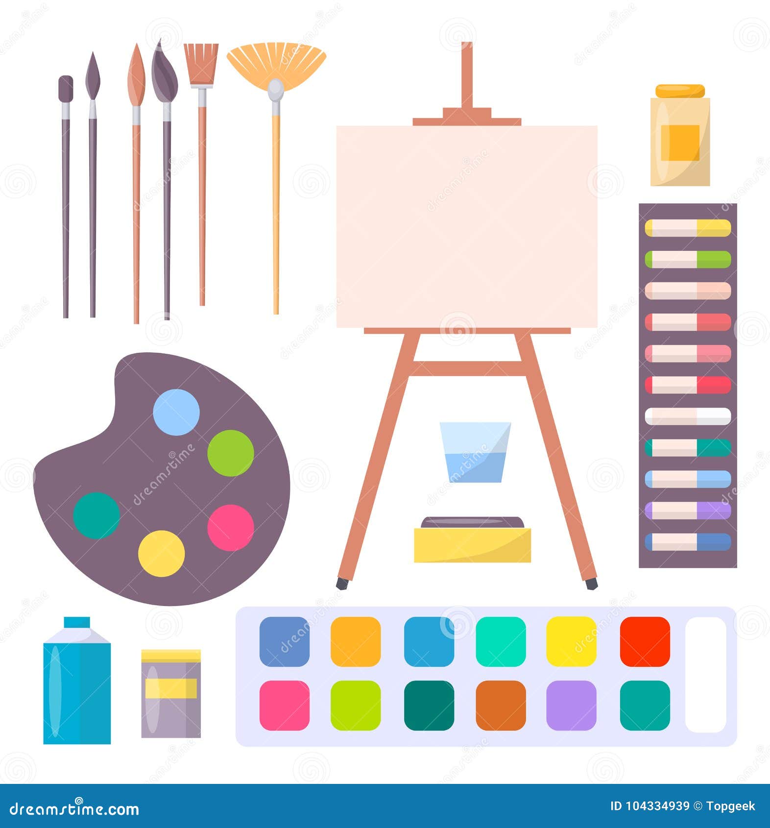 Divers Art Supplies Set Isolated Illustration Illustration de Vecteur ...