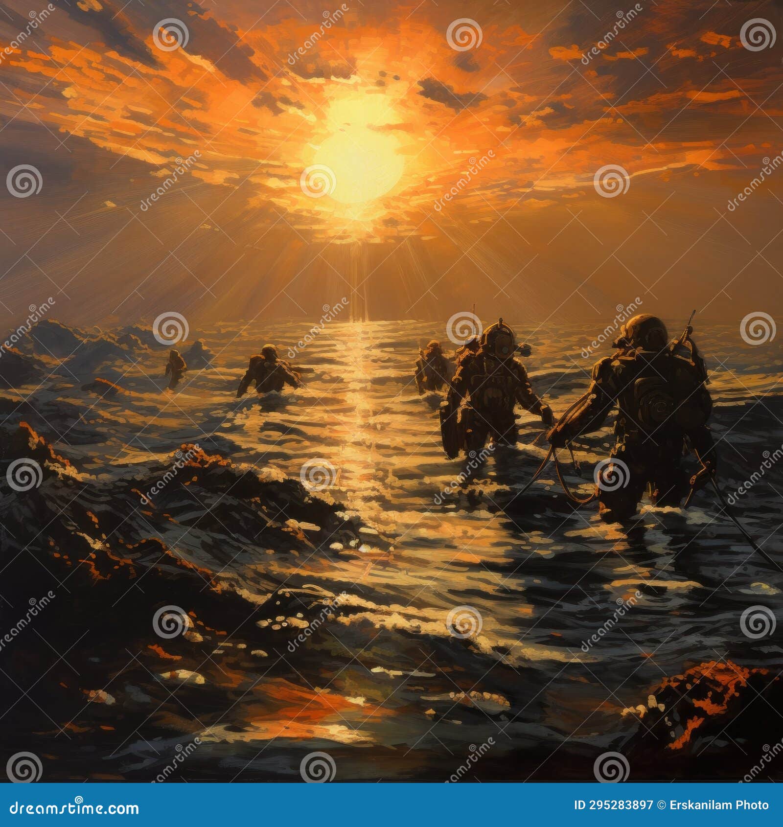 Divers are on Cliffs and Sea Troughs Adventuring on the Seabed Stock ...