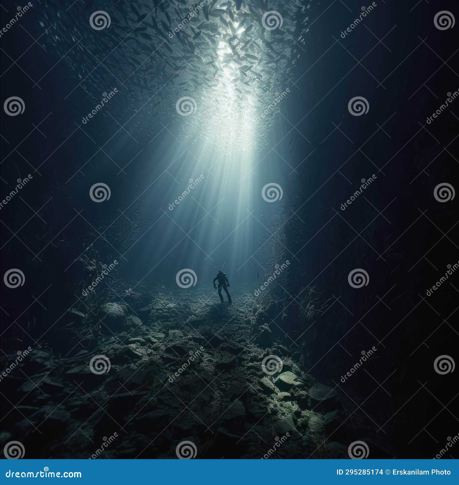 Divers are on Cliffs and Sea Troughs Adventuring on the Seabed Stock ...