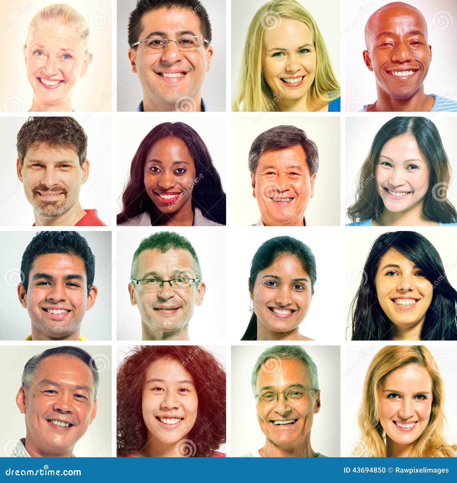 Divers Des Visages Humains Dans Une Rangée Photo stock - Image du ...