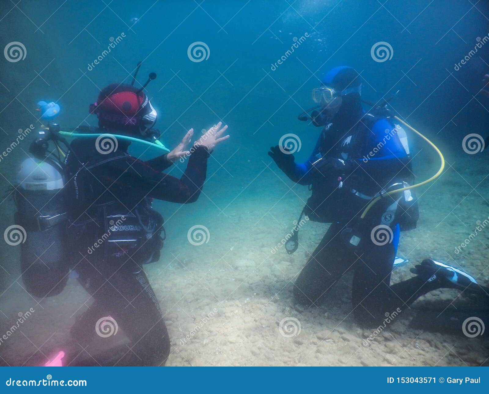 Divers Doing Practical Exercises on the Seabed Stock Image - Image of ...